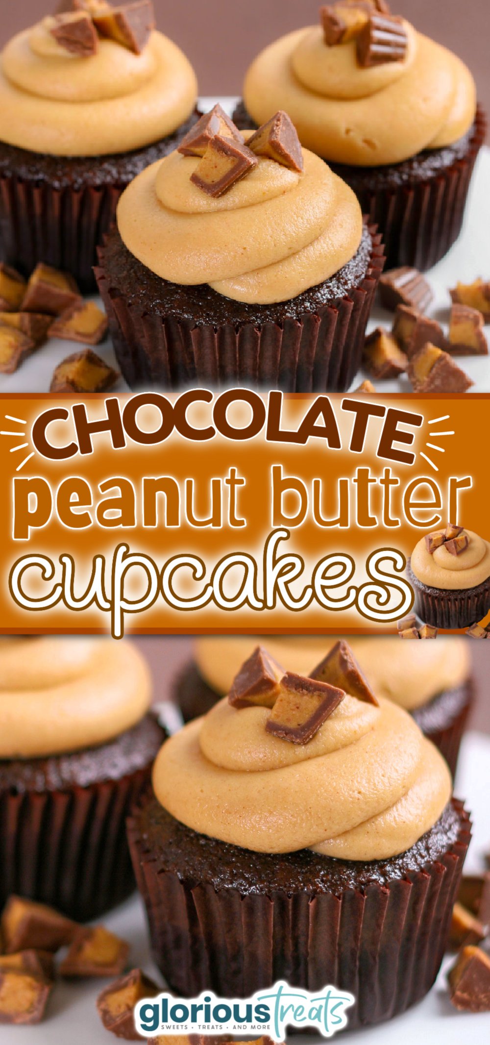 Chocolate Peanut Butter Cupcakes - Glorious Treats