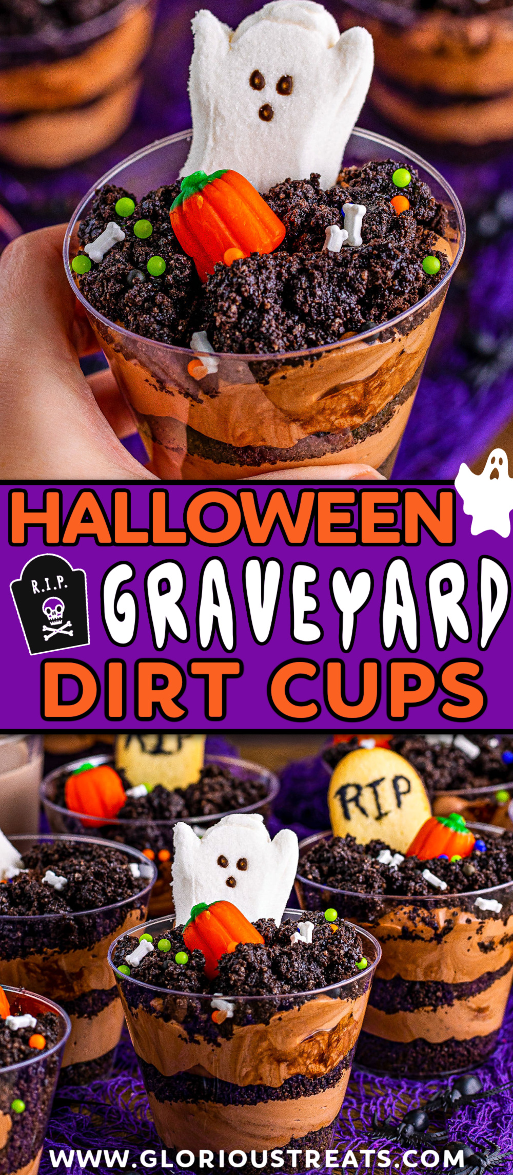 Halloween Graveyard Dirt Cups - Glorious Treats