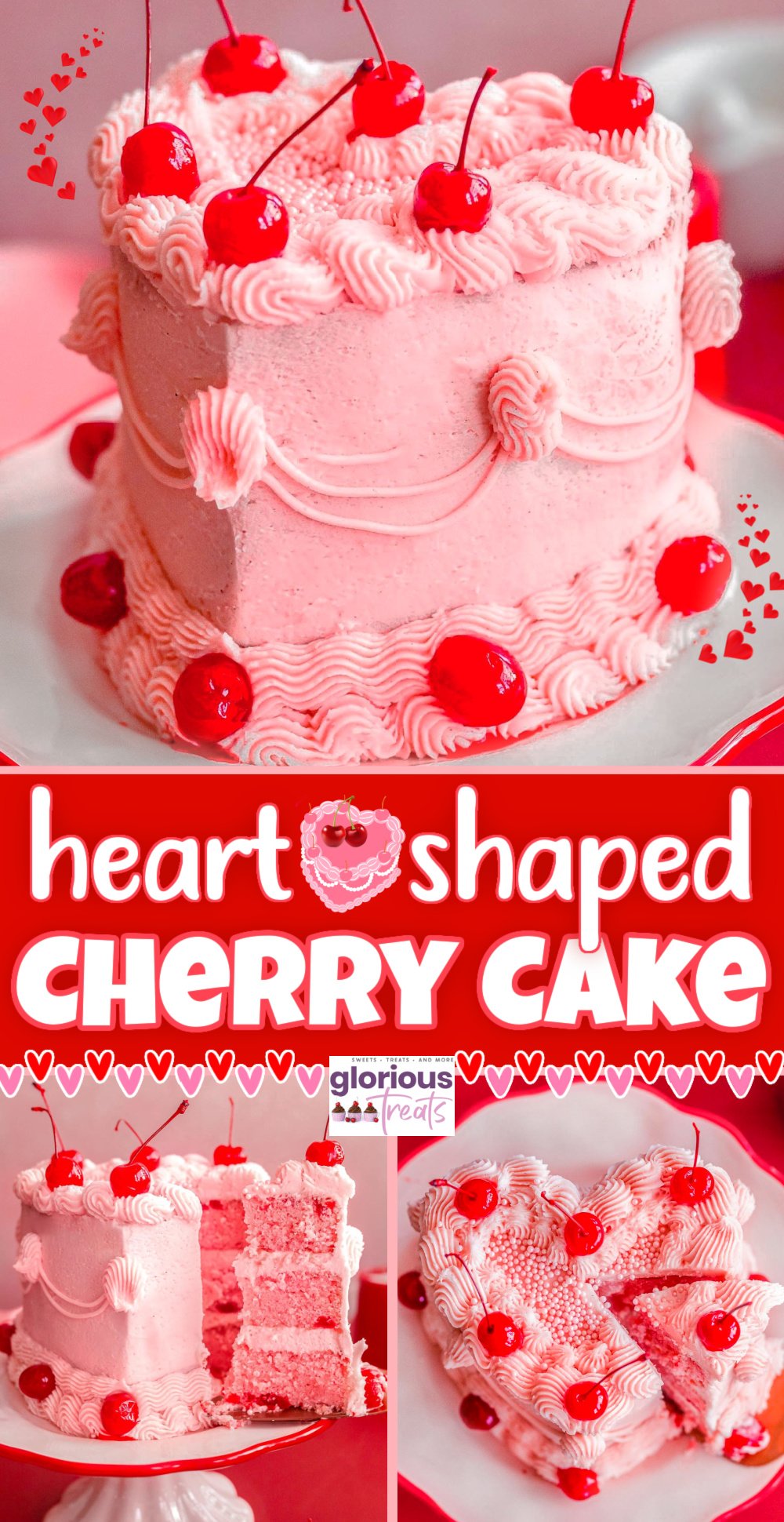 Heart Shaped Cherry Cake - Glorious Treats